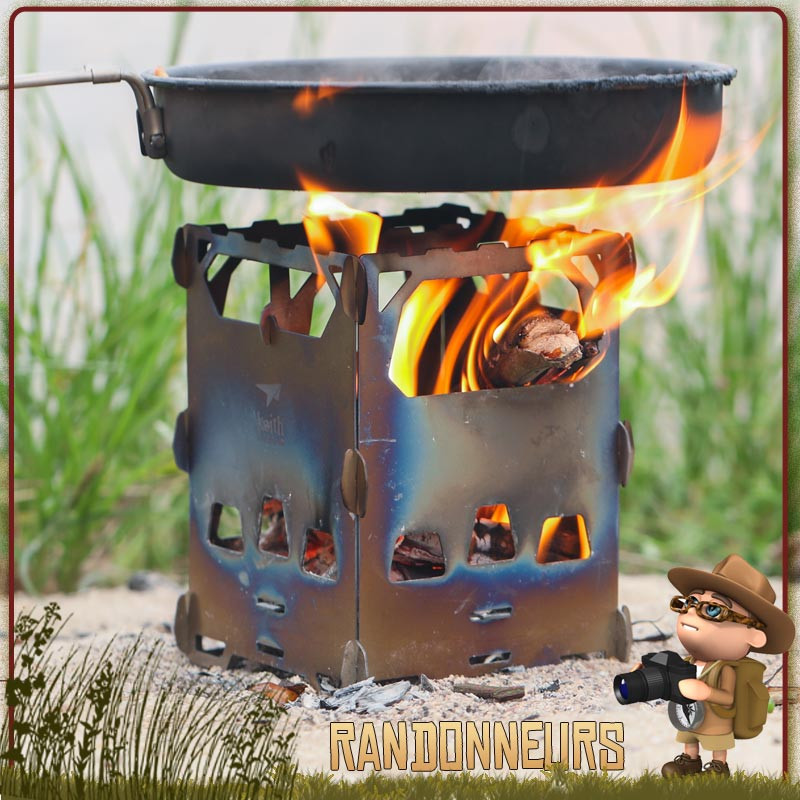 Réchaud bois pliant Titane Keith trek bivouac bushcraft ultra léger