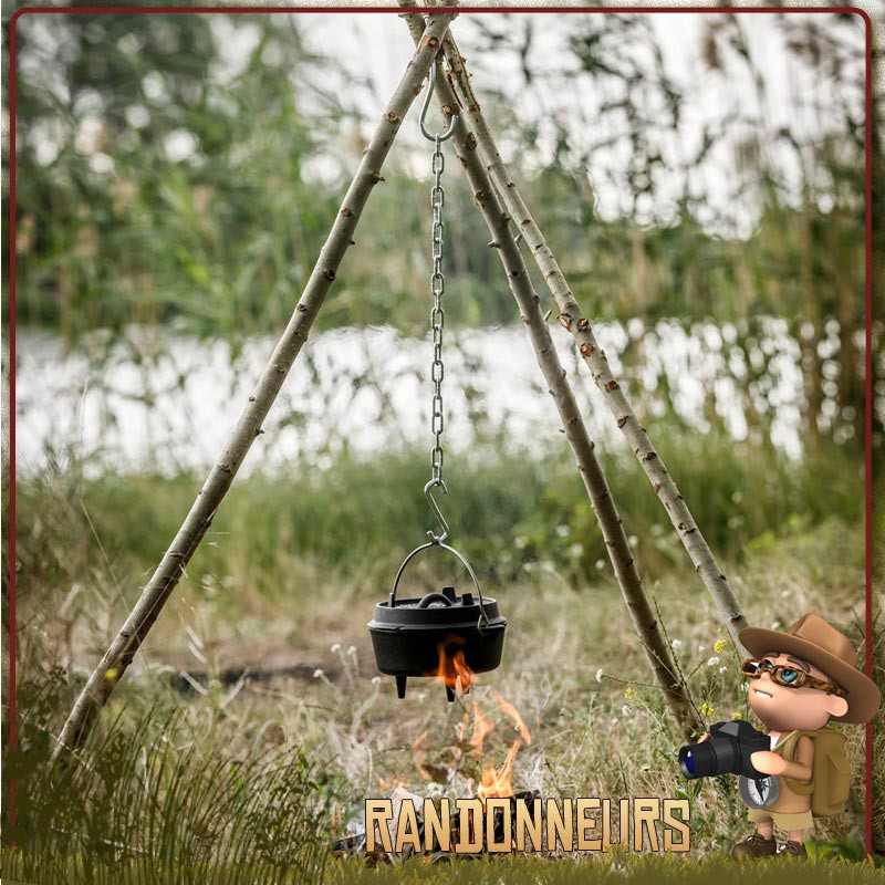 Trépied pour Popote marmite cuisine Bushcraft sur feu Petromax